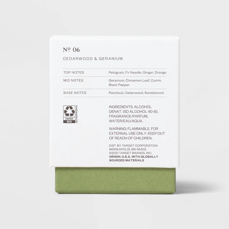 No.6 Cedarwood & Geranium Men's Cologne - 3.4 fl oz - Trial Size ...