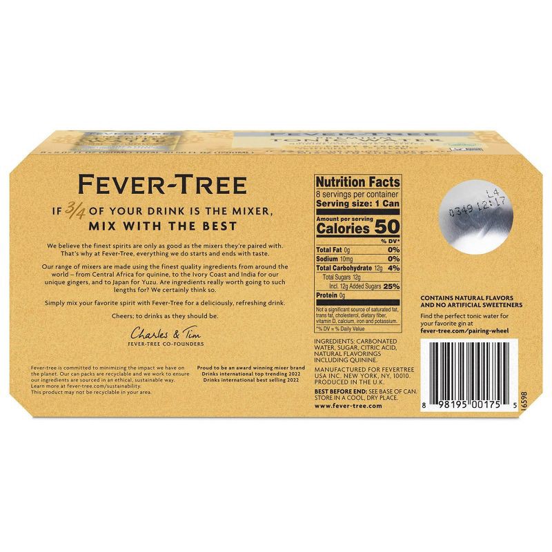Fever-Tree Premium Indian Tonic Water - 8pk/5.07 fl oz Cans 8 ct, 5.07 ...