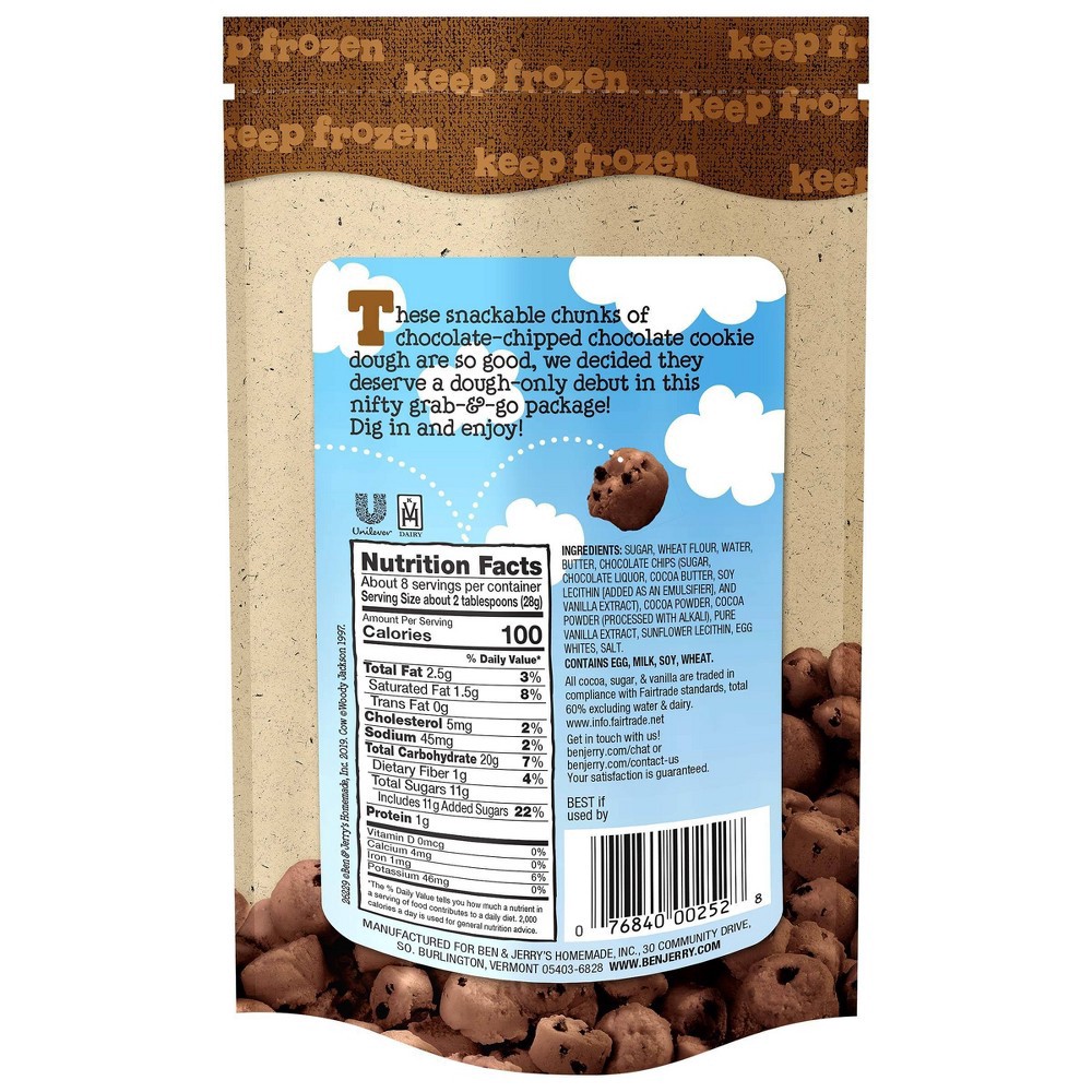 Ben & Jerry's Frozen Chocolate Chip Cookie Snackable Dough Bites - 8oz ...