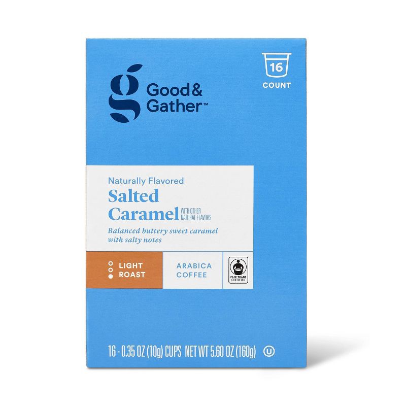 Naturally Flavored Salted Caramel Light Roast Coffee Pods - 16ct - Good ...