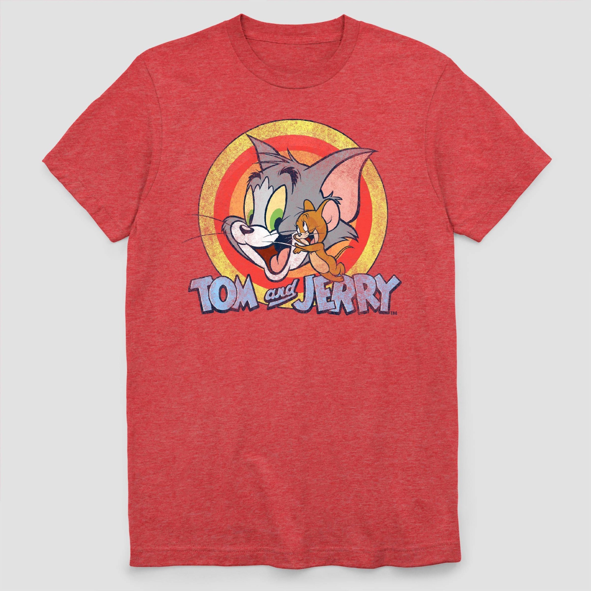 Warner Bros. Men's Tom and Jerry Circle Short Sleeve Graphic Crewneck T ...