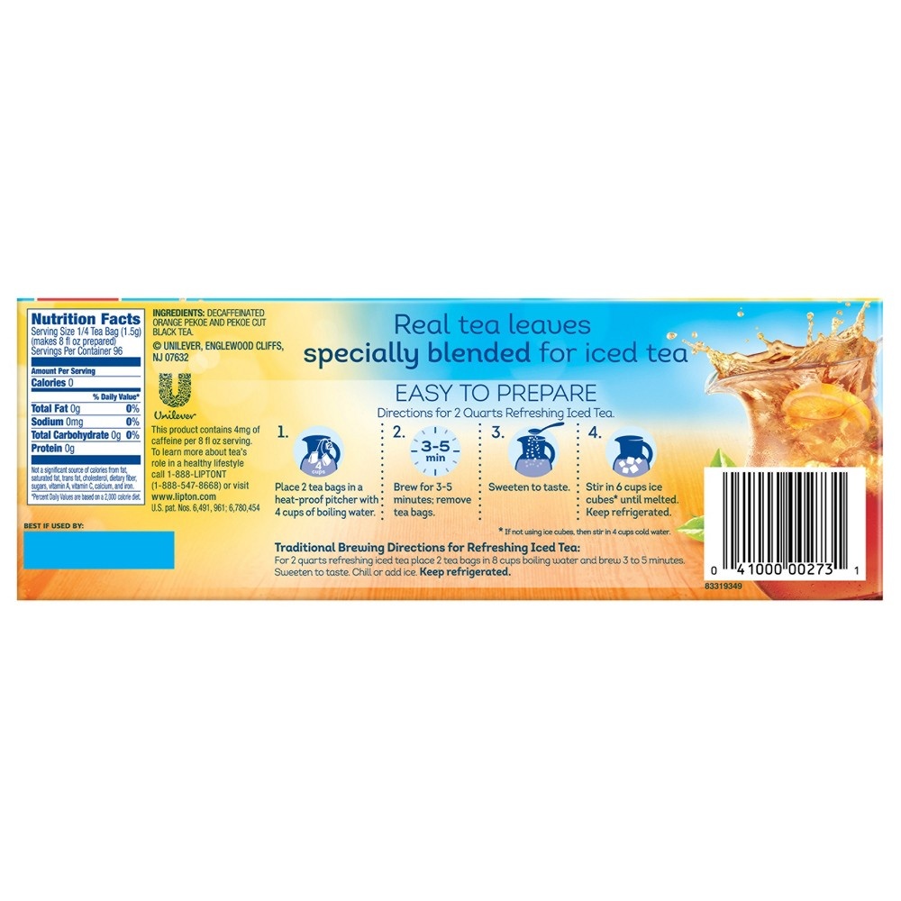 Lipton Decaffeinated Family Size Black Iced Tea Bags 24 ct | Shipt