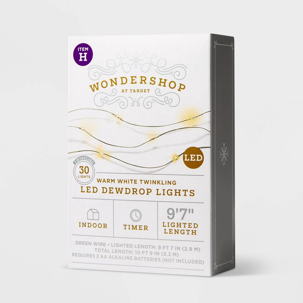 30ct Battery Operated LED Twinkling Dewdrop Fairy String Lights Warm ...