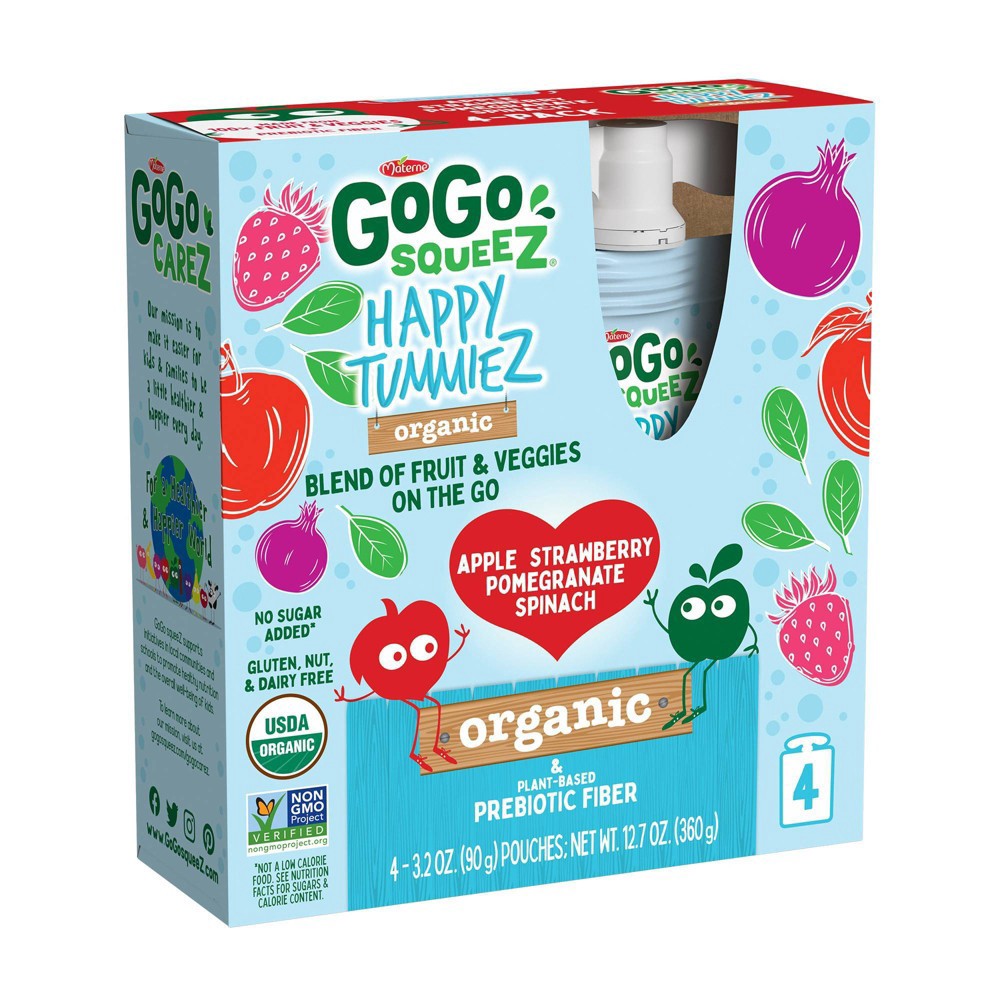 GoGo SqueeZ Happy TummieZ Organic Apple Strawberry Pomegranate Spinach ...