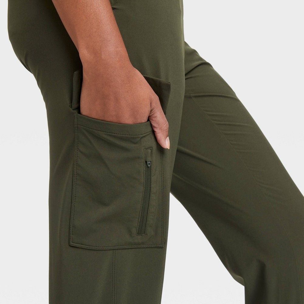 Women's Stretch Woven Wide Leg Cargo Pants - All in Motion Olive XS 1 ...