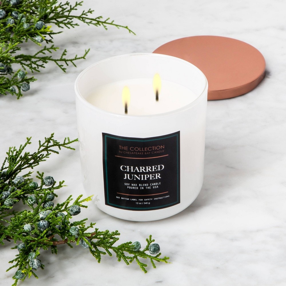 12oz Lidded Core Glass Jar 2-Wick Charred Juniper Candle - The ...