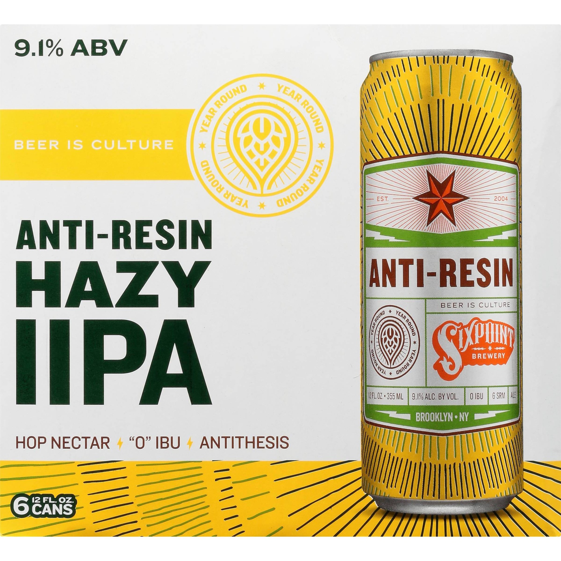 Sixpoint Brewery Sixpoint Anti-Resin Hazy IIPA Beer - 6pk/12 fl oz Cans ...