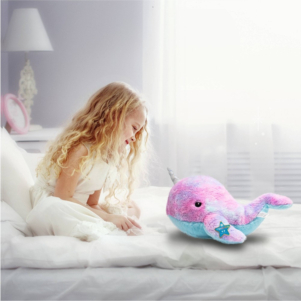 FAO Schwarz Glow Brights Toy Plush LED with Sound Narwhal 17" Stuffed ...
