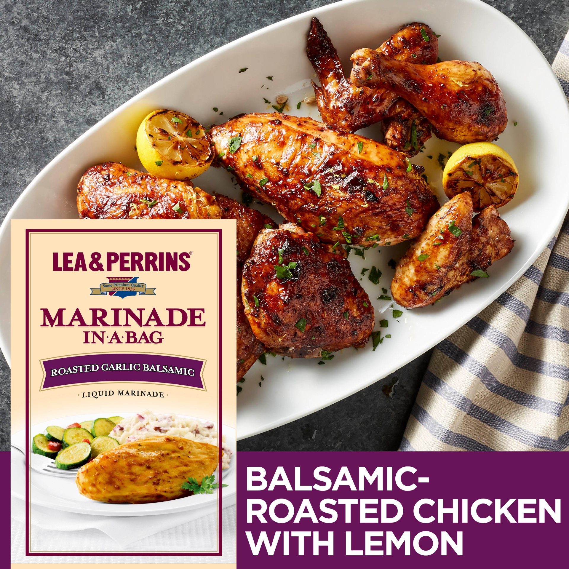 Lea & Perrins Marinade In a Bag Roasted Garlic Balsamic Liquid Marinade ...