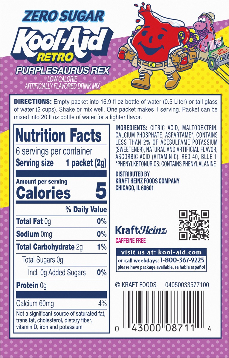 Kool-Aid Retro Purplesaurus Rex Grape Lemonade Zero Sugar Artificially ...