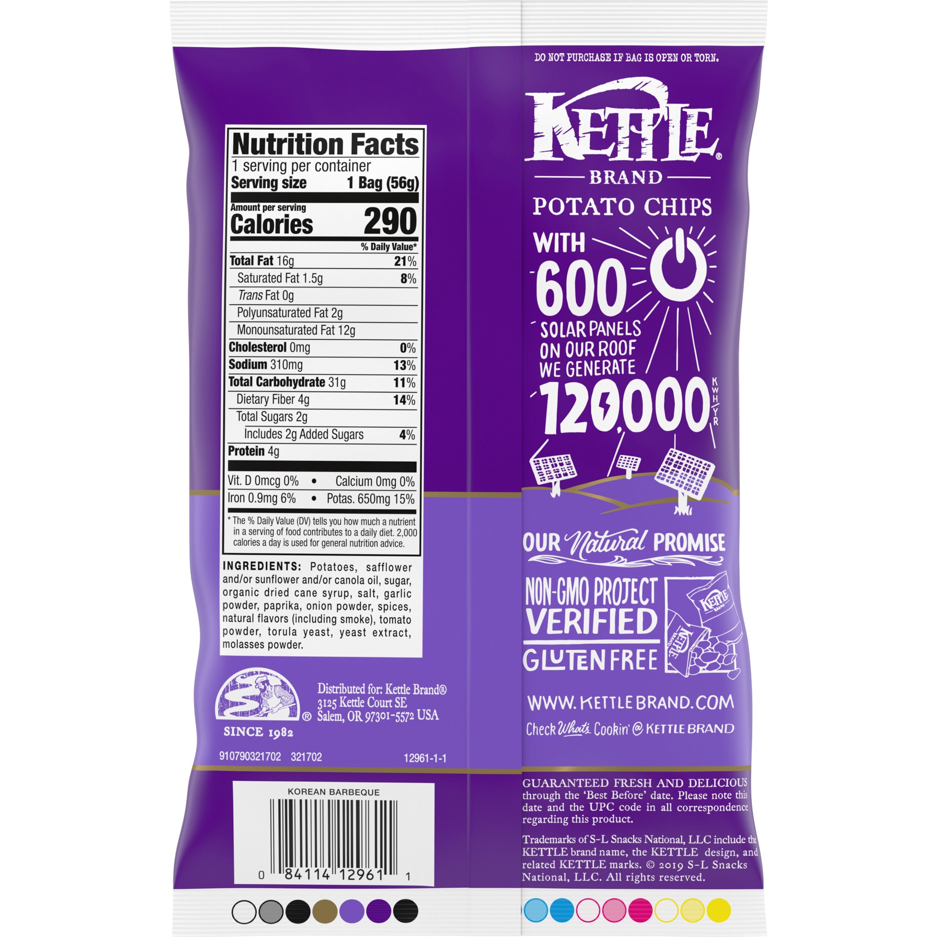 Kettle Brand Potato Chips, Korean BBQ Kettle Chips, Snack Bag, 2 Oz 2 ...