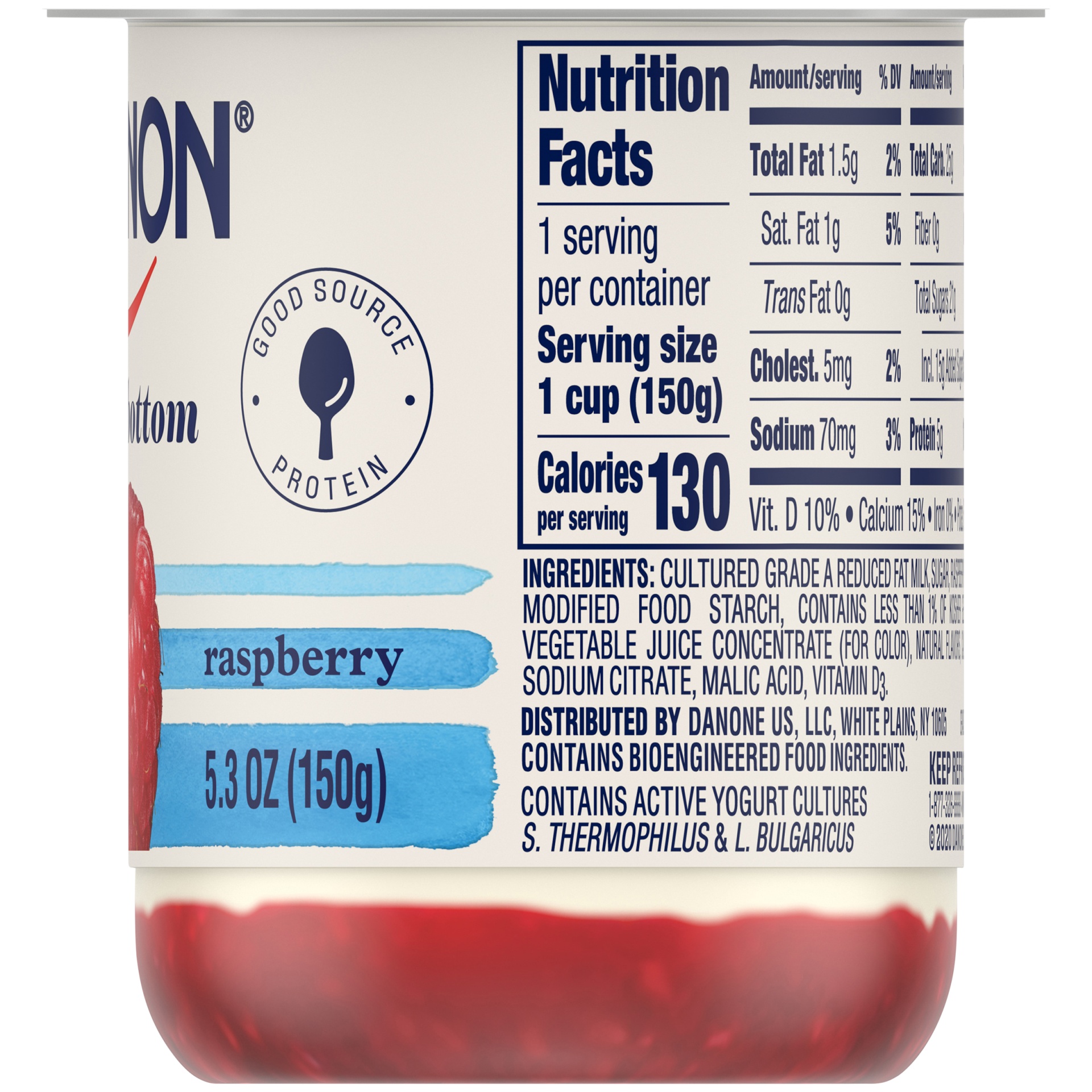 Dannon Fruit on the Bottom Raspberry Yogurt 5.3 oz | Shipt