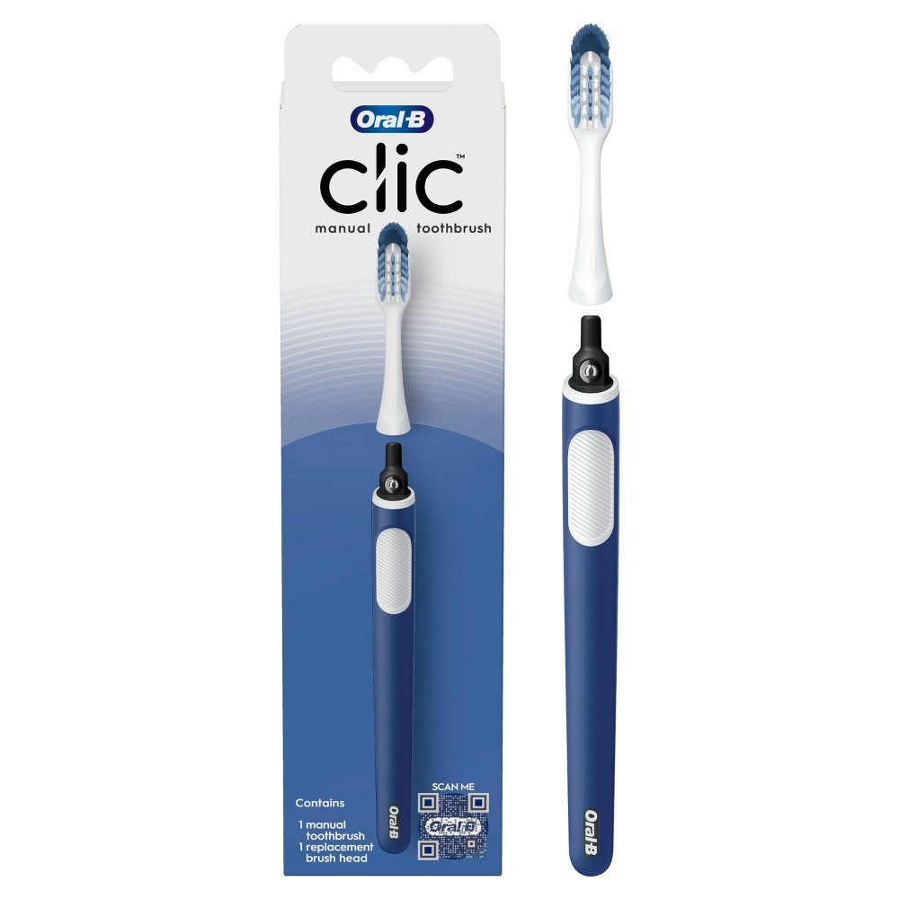 Oral-B Clic Toothbrush Handle with Replaceable Brush Head Navy - 1ct 1 ...