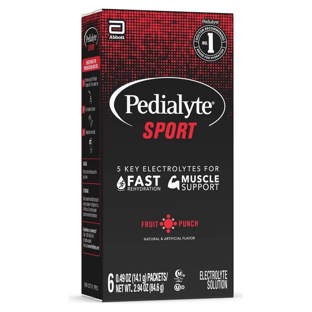 Pedialyte Sport Fruit Punch Electrolyte Powder Packs 6-0.49 Oz 2.94 oz ...