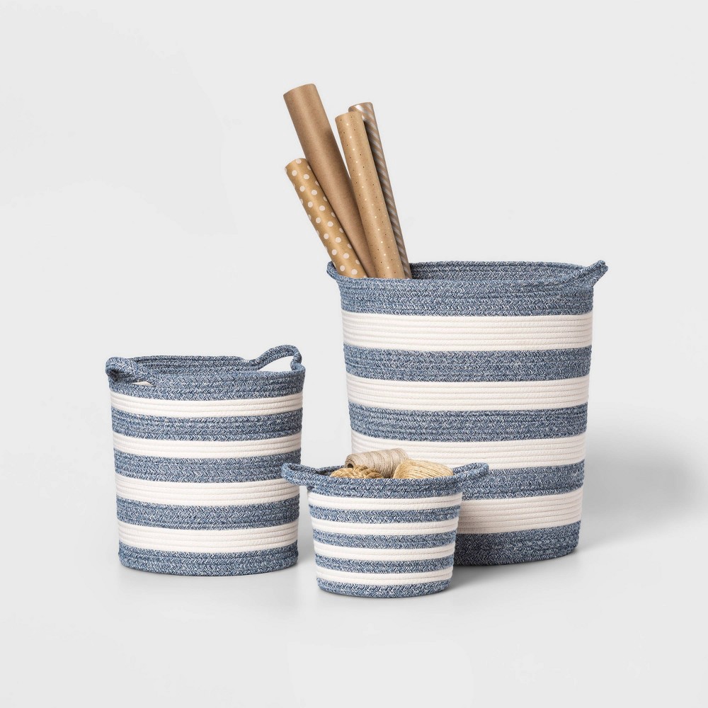 Small Coiled Stripe Rope Navy - Pillowfort 1 ct | Shipt