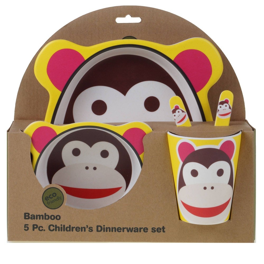 5pc Bamboo Monkey Children's Dinnerware Set - Certified International 1 ...