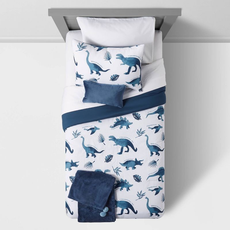 4pc Twin Dinosaur Value Multi-Piece Kids' Bedding Set Watercolor Blue ...