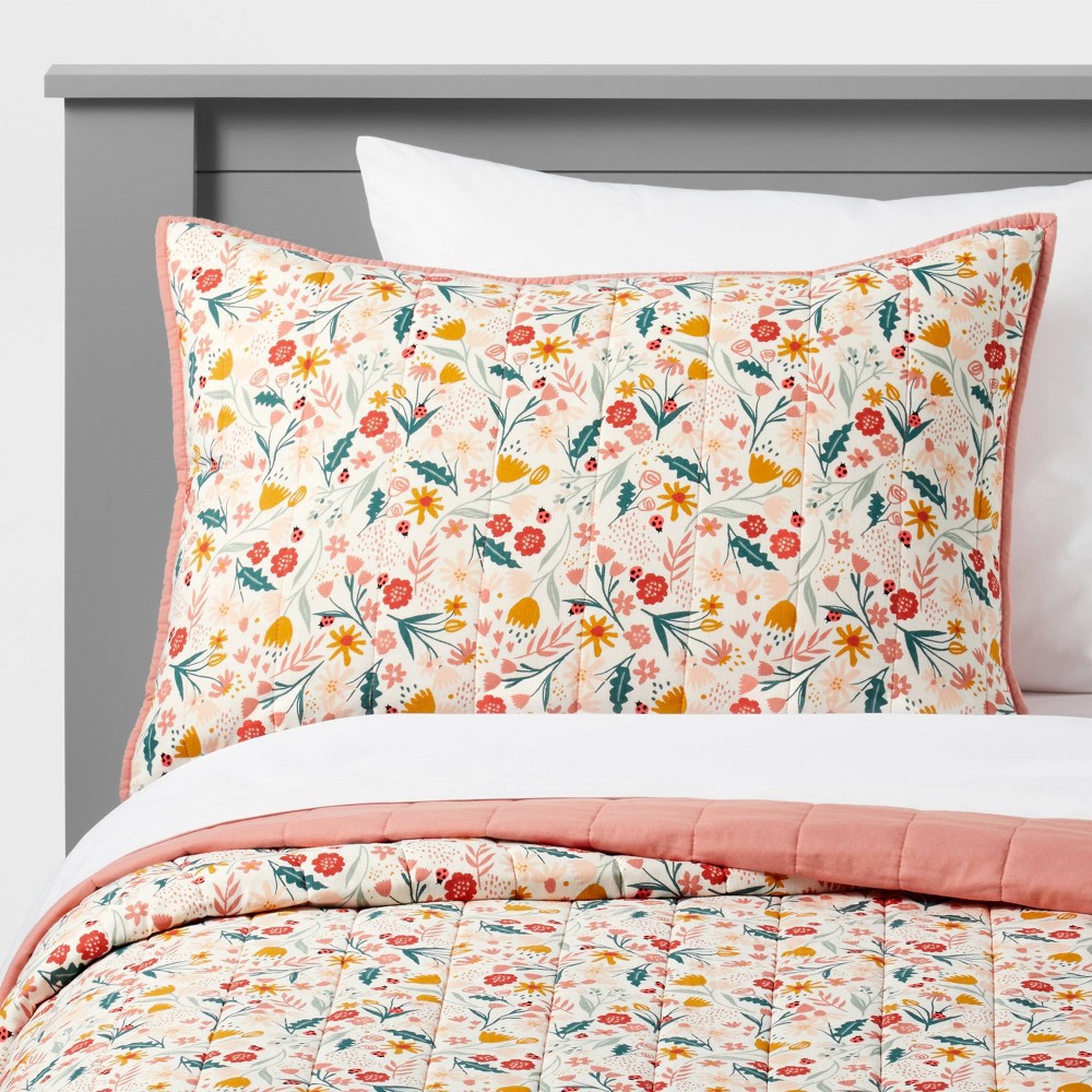 Floral Cotton Reversible Sham - Pillowfort 1 ct | Shipt