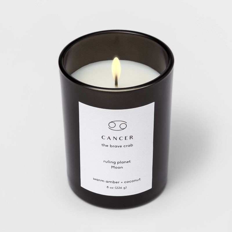 8oz Glass Jar Candle Zodiac Cancer Candle Black - Threshold™: Soy ...