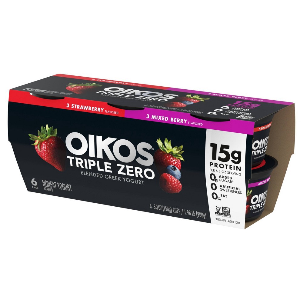 Oikos Triple Zero Variety Pack Greek Yogurt - 6ct/5.3oz Cups 6 ct, 5.3 ...