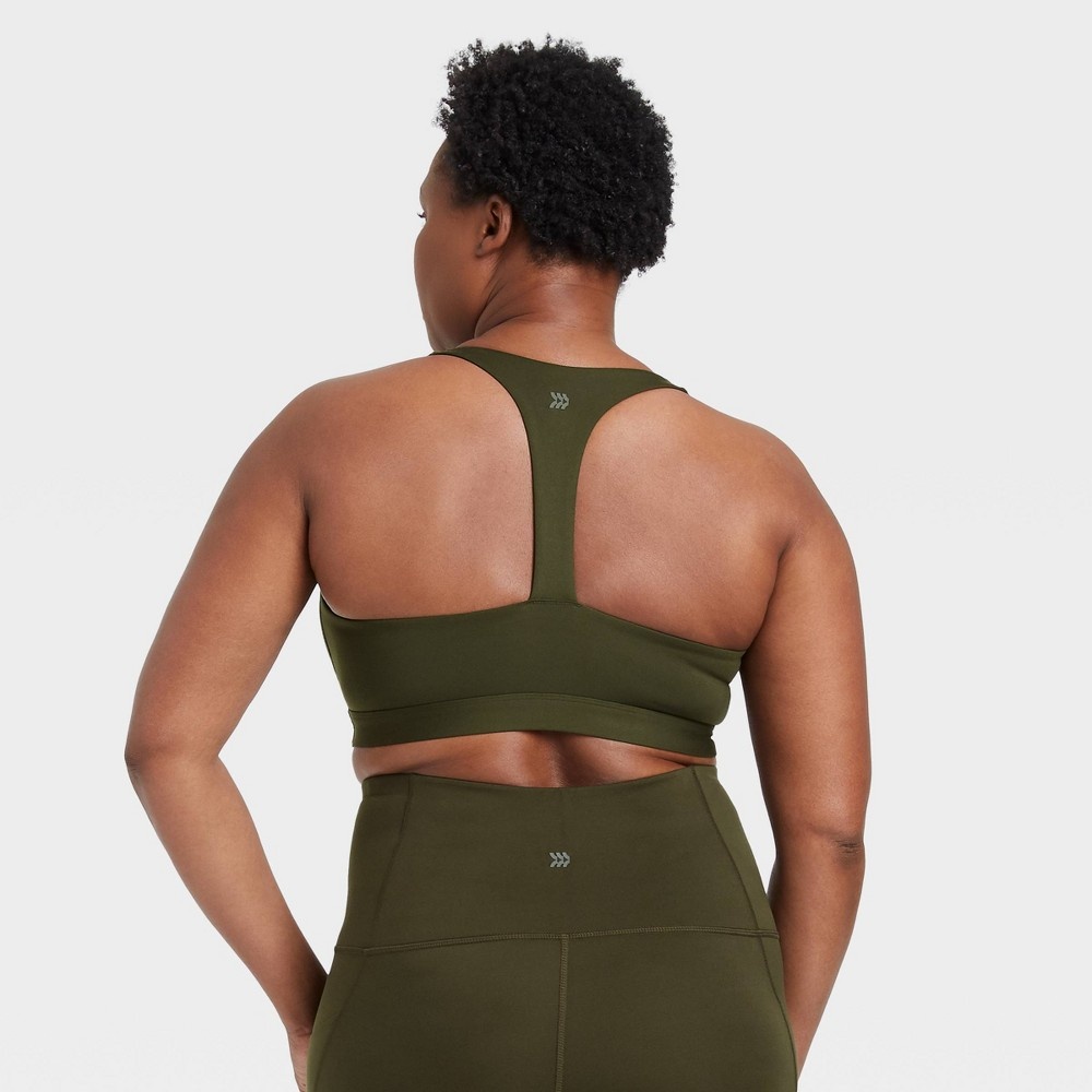 Women's Medium Support T-Back Bra - All in Motion Olive Green XS 1 ct ...