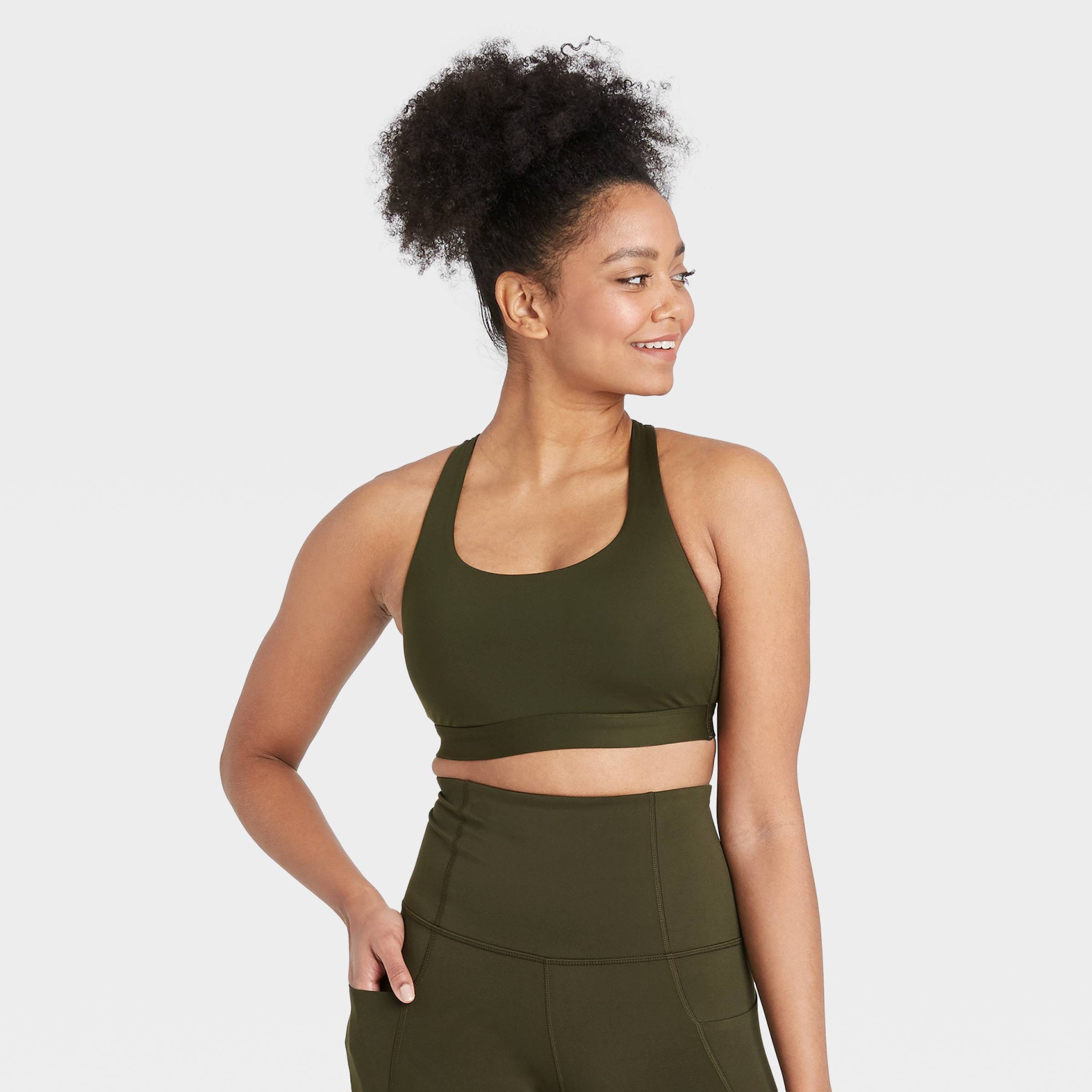 Women's Medium Support T-Back Bra - All in Motion Olive Green L 1 ct ...