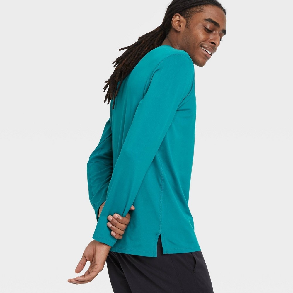 Men's Long Sleeve Performance T-Shirt - All in Motion Turquoise M 1 ct ...