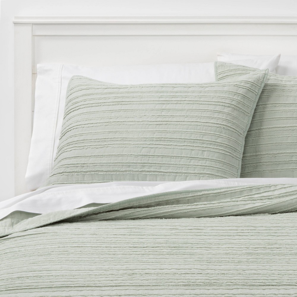 Standard Clipped Texture Quilt Sham Light Sage Green - Threshold 1 ct ...