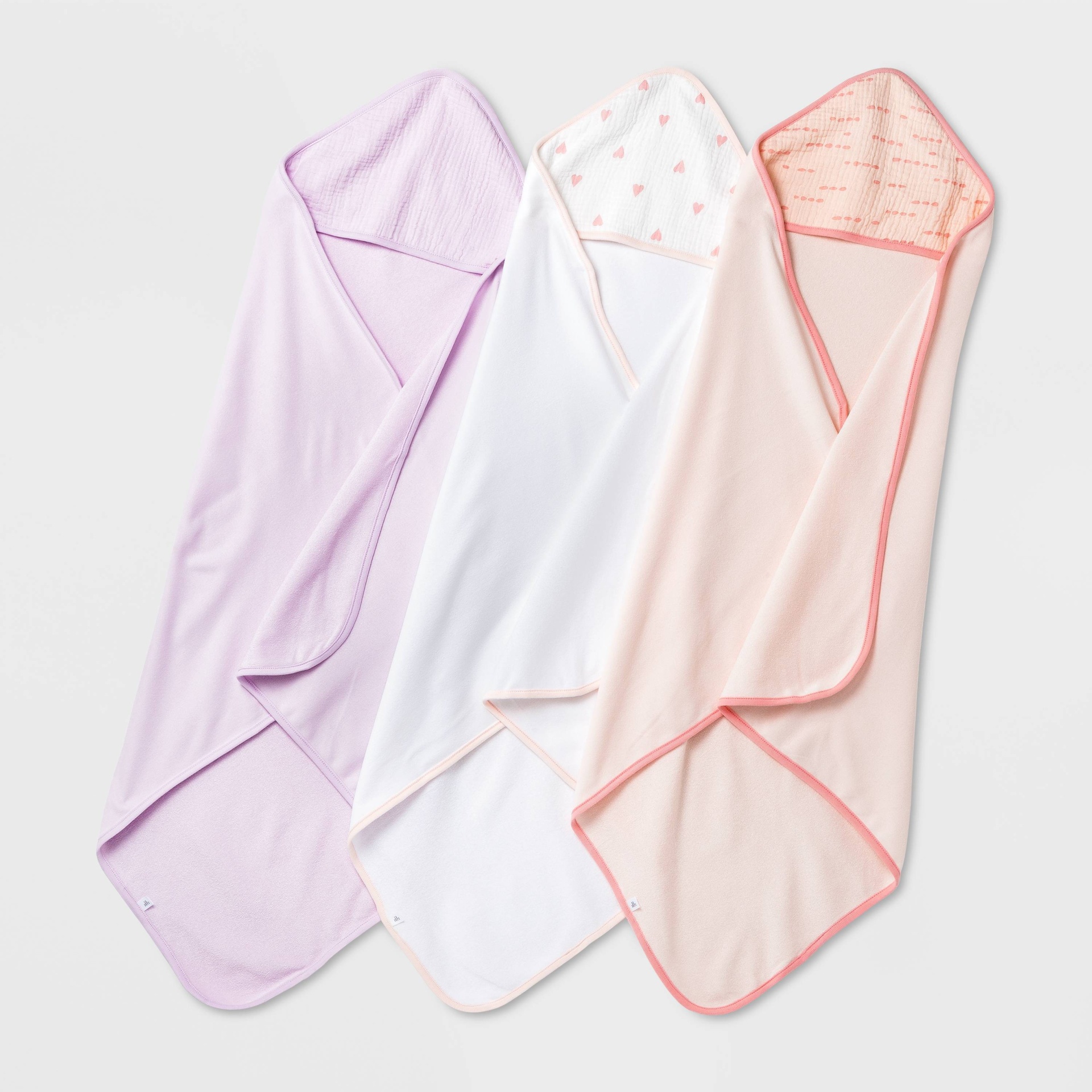 Baby Girls' Basic Muslin Hooded Towel - Cloud Island Purple/White/Peach ...