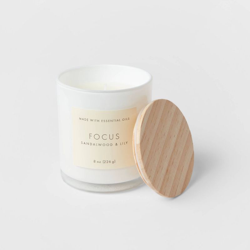 8oz Wood Lidded Glass Wellness Focus Candle - Threshold™: Palm ...