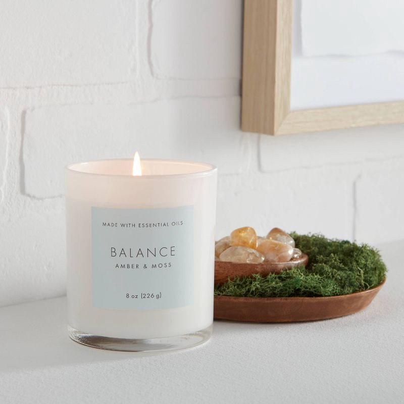 8oz Wood Lidded Glass Wellness Balance Candle - Threshold 8 oz | Shipt