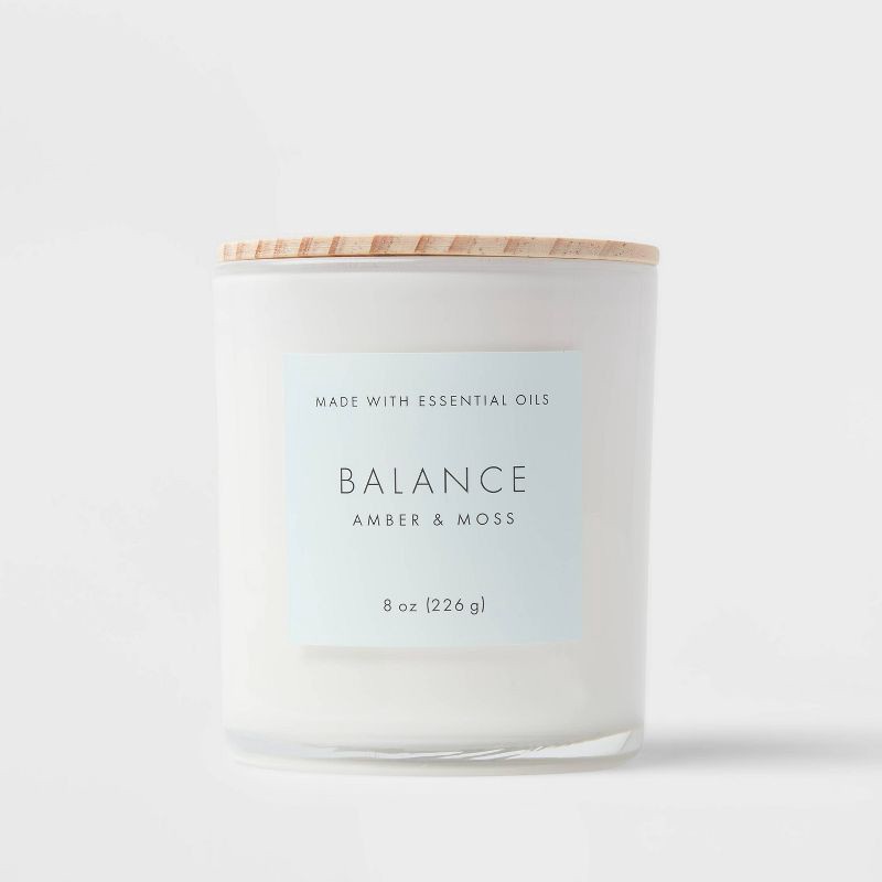 8oz Wood Lidded Glass Wellness Balance Candle - Threshold™ 8 oz | Shipt
