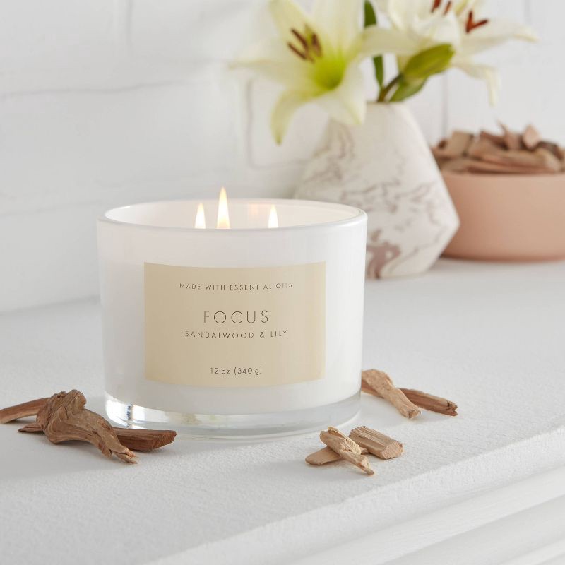 12oz Wood Lidded Glass Wellness Focus Candle - Threshold 12 oz | Shipt