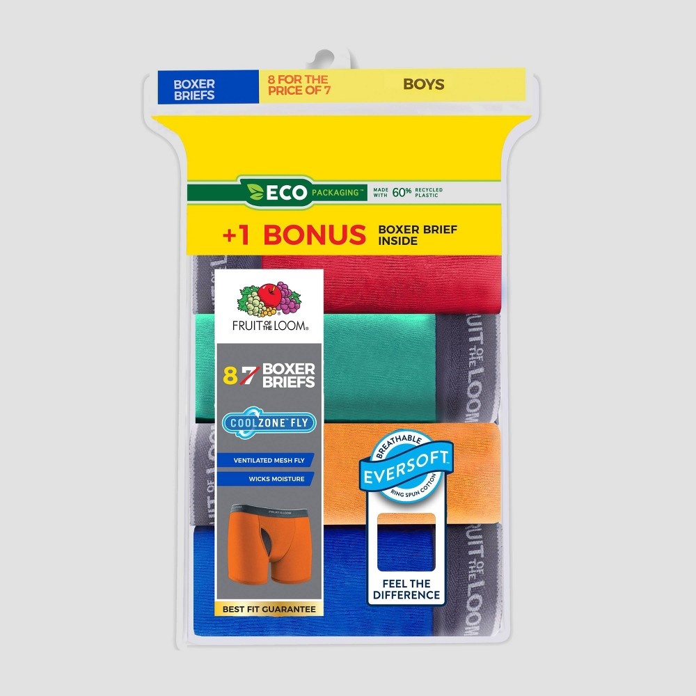 Fruit of the Loom Boys' 7+1 Bonus Pack Boxer Briefs - Colors Vary M 8 ...