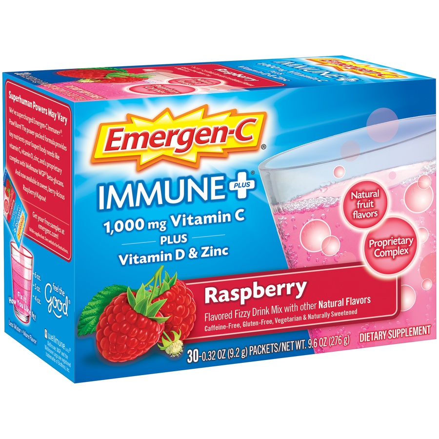 Emergen-C Immune Plus Raspberry Dietary Supplement Powder with Vitamin ...