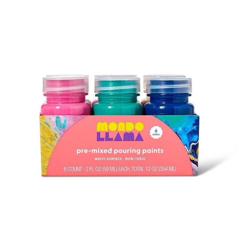 6ct Pre-Mixed Pouring Paints - Mondo Llama™: Water-Based Acrylic, Non ...