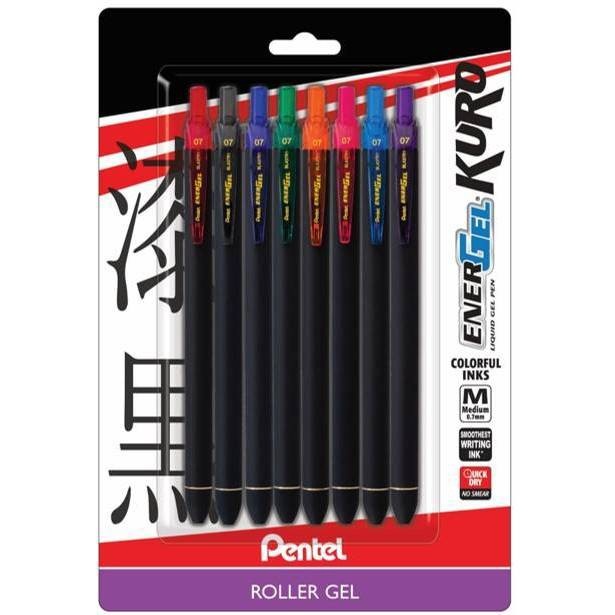 8pk Liquid Gel Pens EnerGel Kuro Medium - Pentel 8 ct | Shipt
