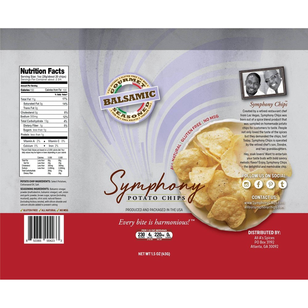 Symphony Chips Symphony Balsamic Gourmet seasoned All-Natural Potato ...