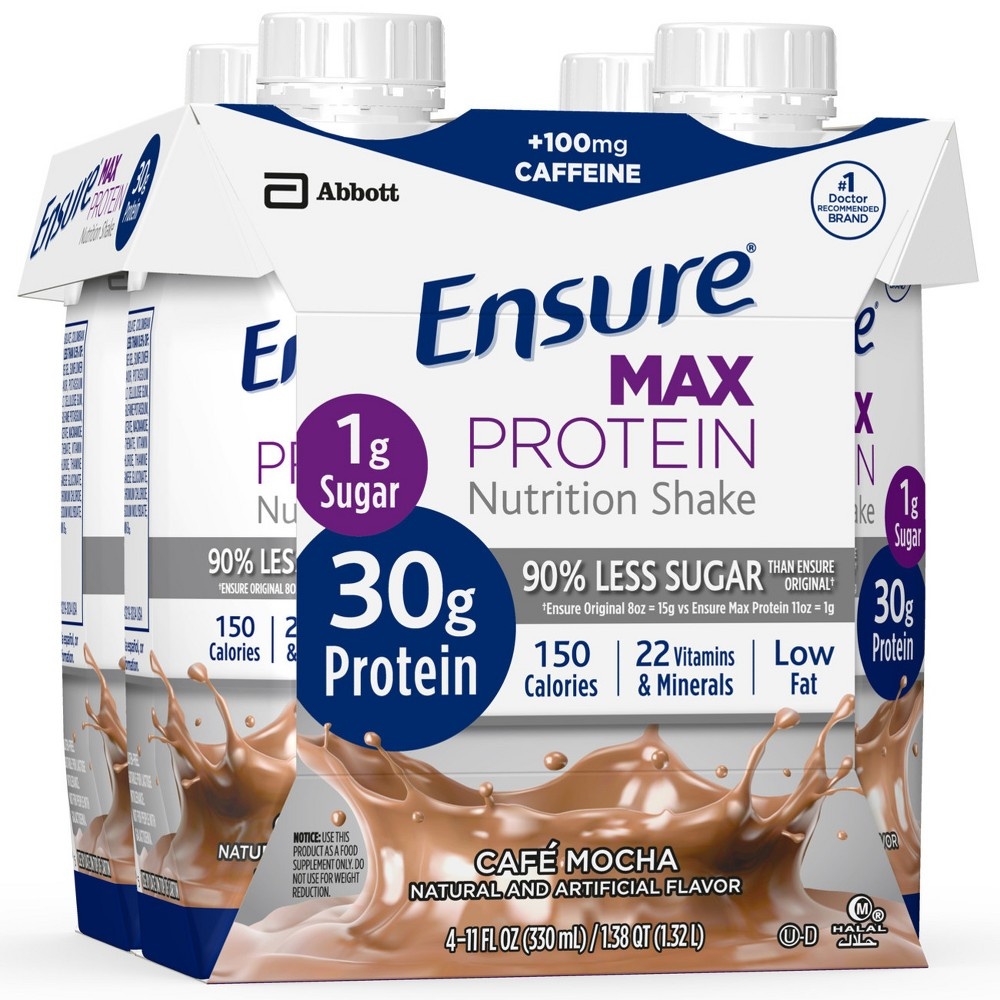 Ensure Max Protein Cafe Mocha Nutrition Shake Ready-To-Drink 4 ct; 11 ...
