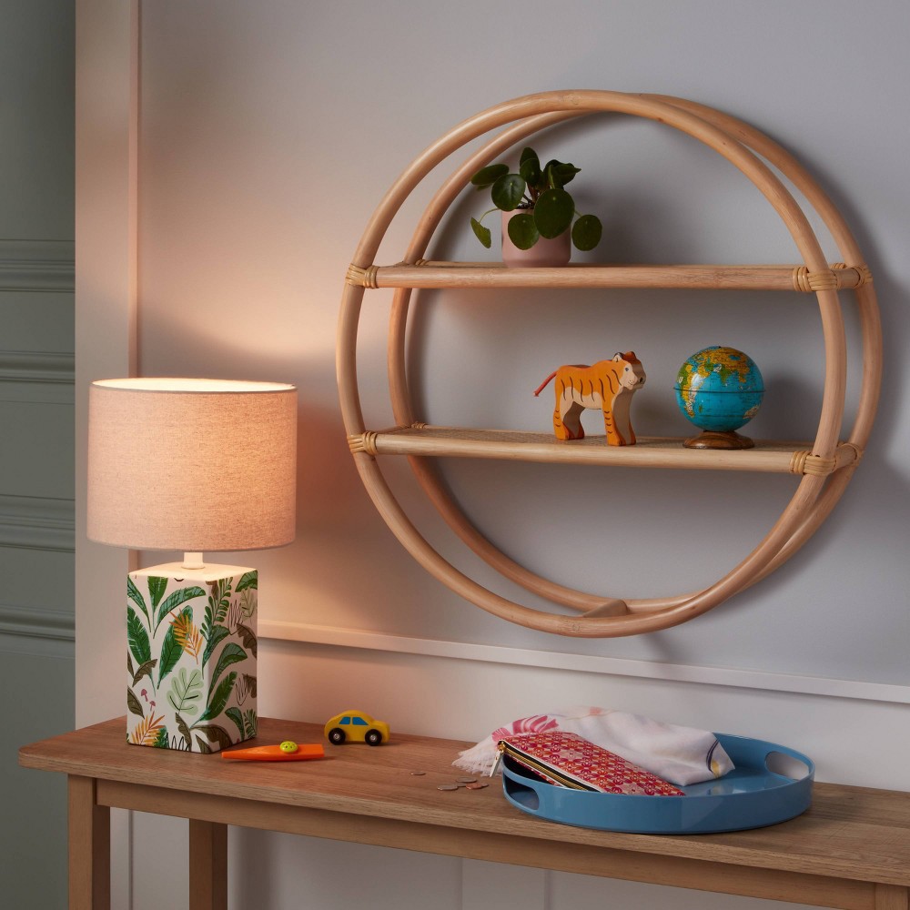 Leaf Base Lamp with Cylinder Shade (Includes LED Light Bulb) Green ...