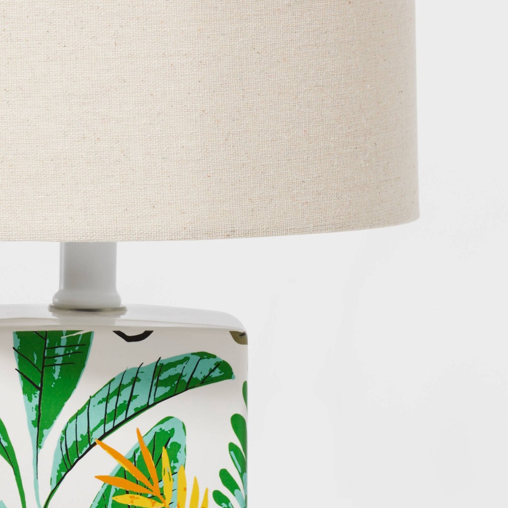 Leaf Base Lamp with Cylinder Shade (Includes LED Light Bulb) Green ...