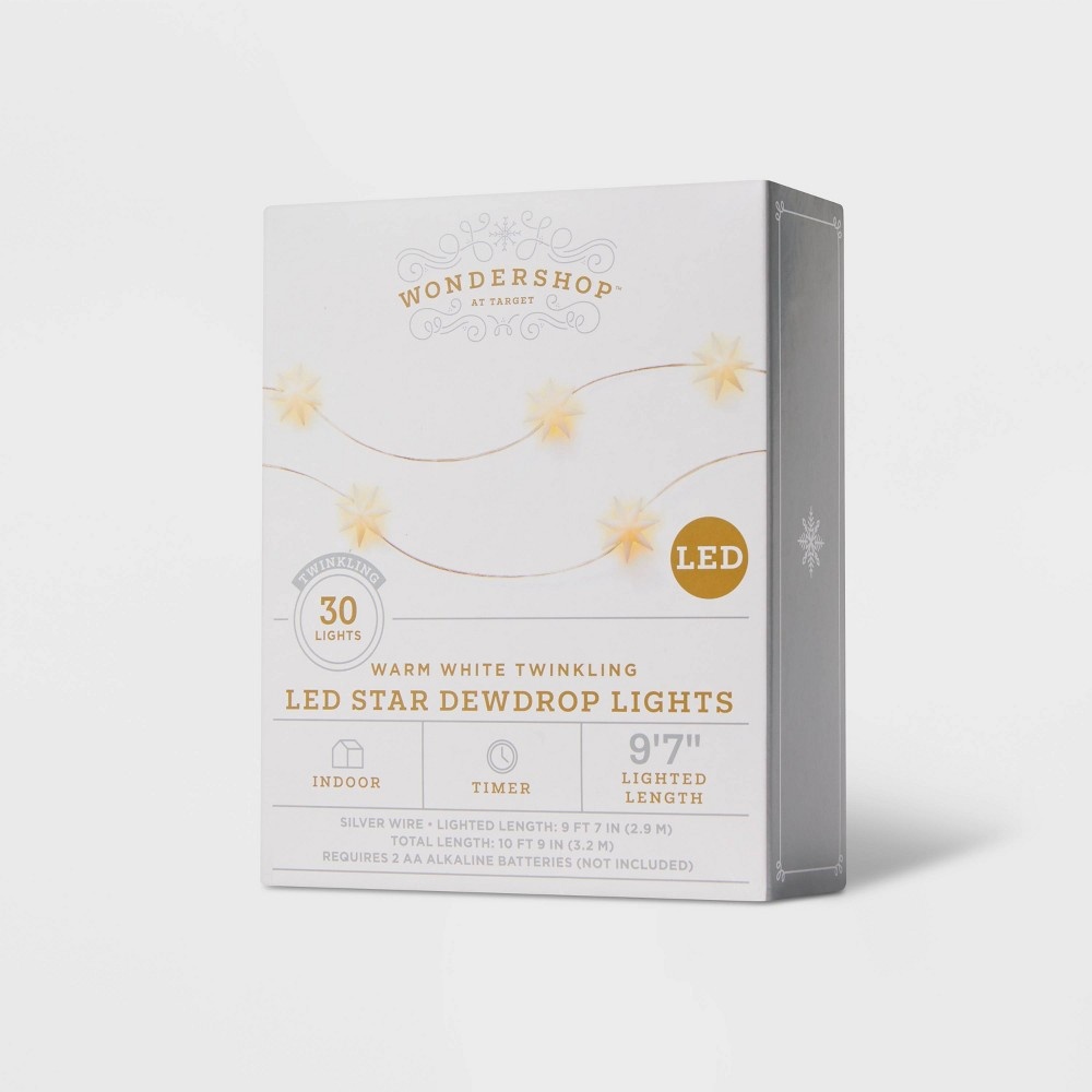 LED 7-Point Star Dew Drop Battery Operated Christmas String Lights ...