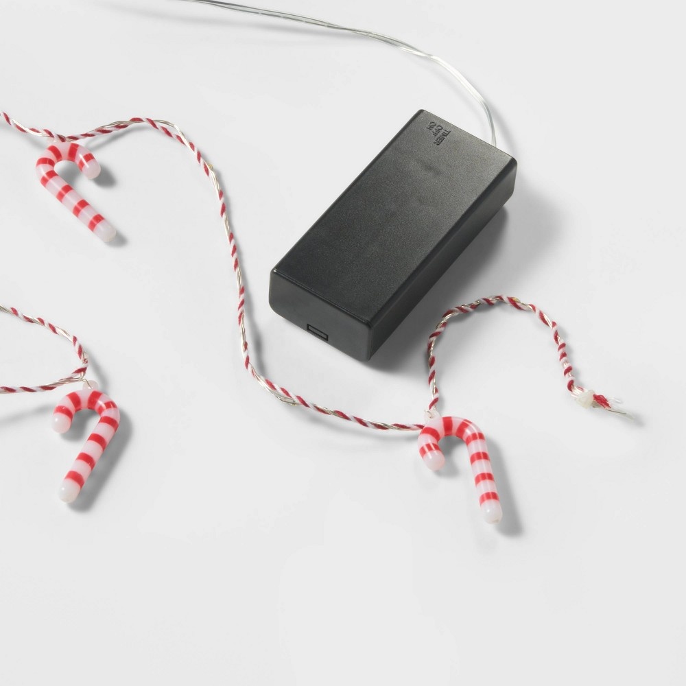 LED Candy Cane Dew Drop Battery Operated Christmas String Lights Warm ...