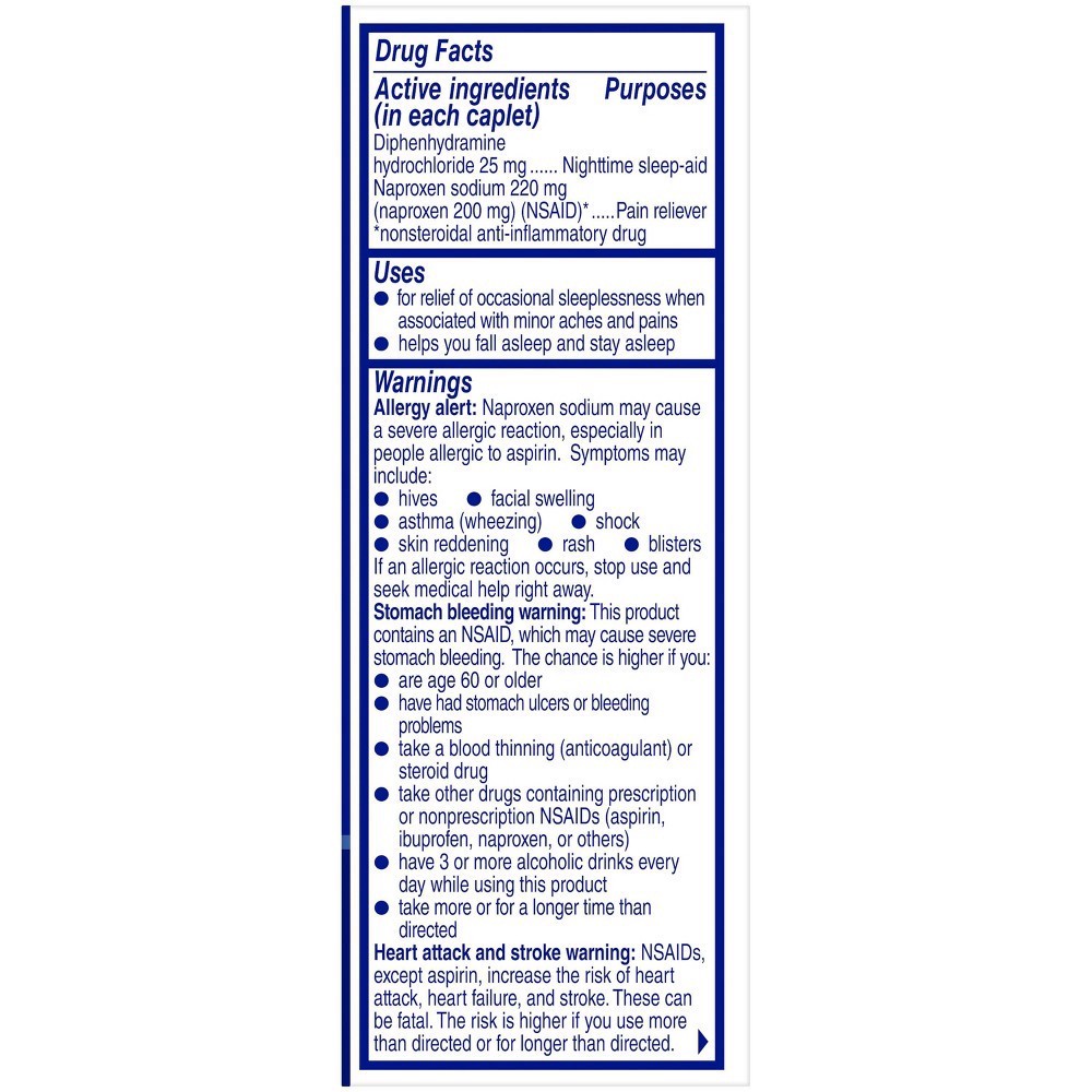 Aleve PM Pain Reliever Nighttime Sleep-Aid 220mg Caplets 50 ct | Shipt