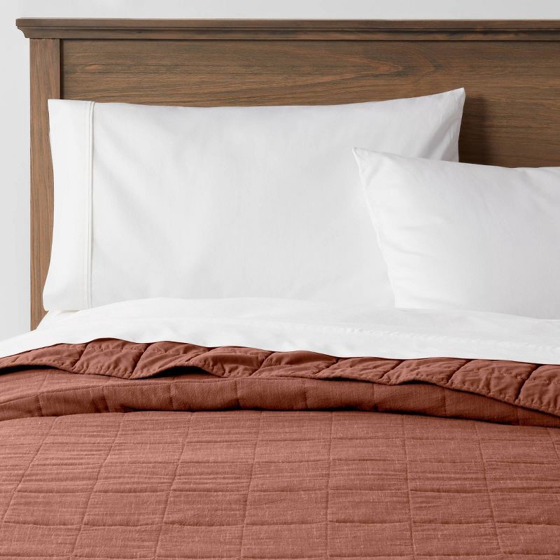King Space Dyed Cotton Linen Quilt Cognac - Threshold 1 ct | Shipt