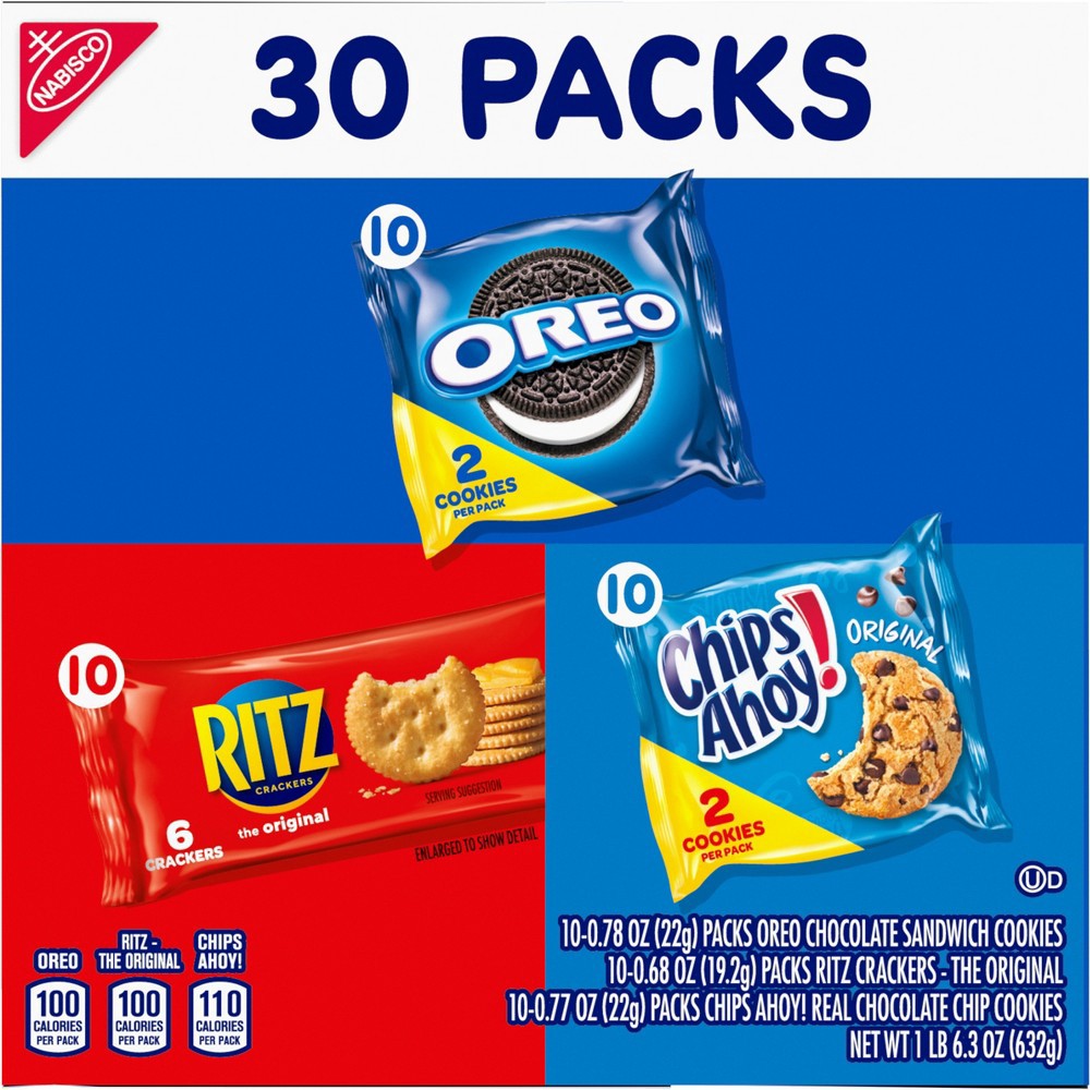Nabisco OREO, Ritz & Chips Ahoy Snacking Essentials Variety Pack - 30ct ...