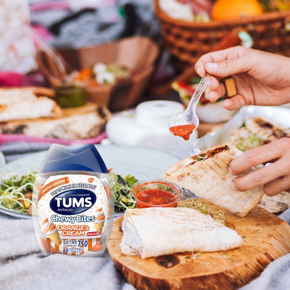 Tums Chewy Bites Orange and Cream Extra Strength Chewable Antacid for ...