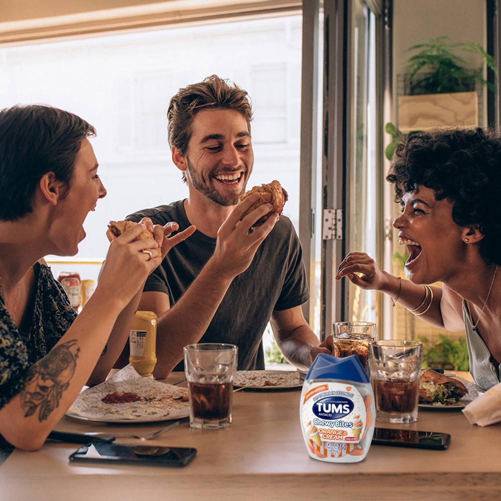 Tums Chewy Bites Orange and Cream Extra Strength Chewable Antacid for ...