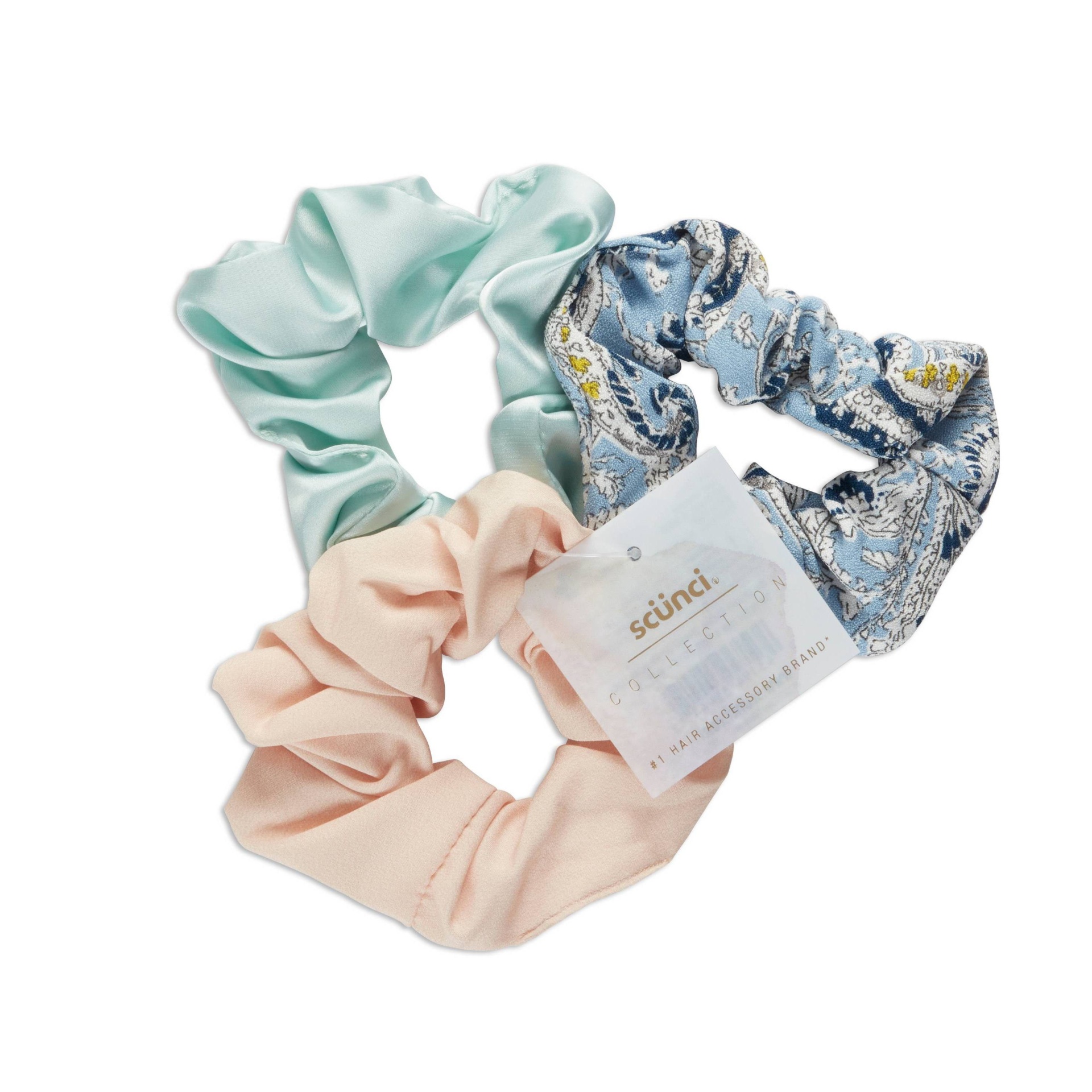 scunci Collection Multi Scrunchies - Blue Floral 3 ct | Shipt