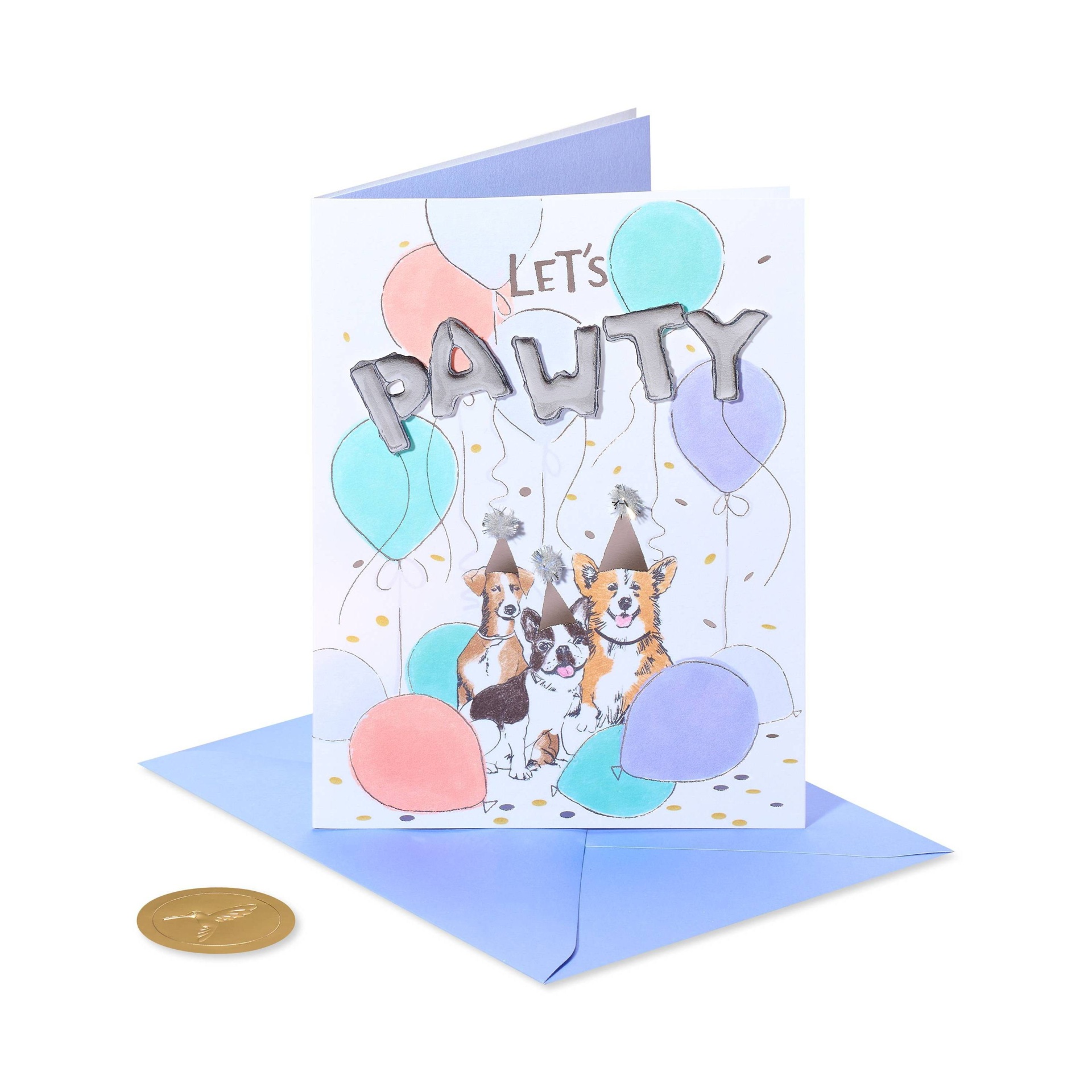 Dog Birthday Card Let's Pawty - PAPYRUS 1 ct | Shipt